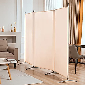 Spurgehom Room Divider,3 Panel Folding Partition Privacy Screens, Freestanding Fabric Room Panel, Portable Folding Room Divider Wall for Office, Room,Restaurant，102" W X 71" H Beige