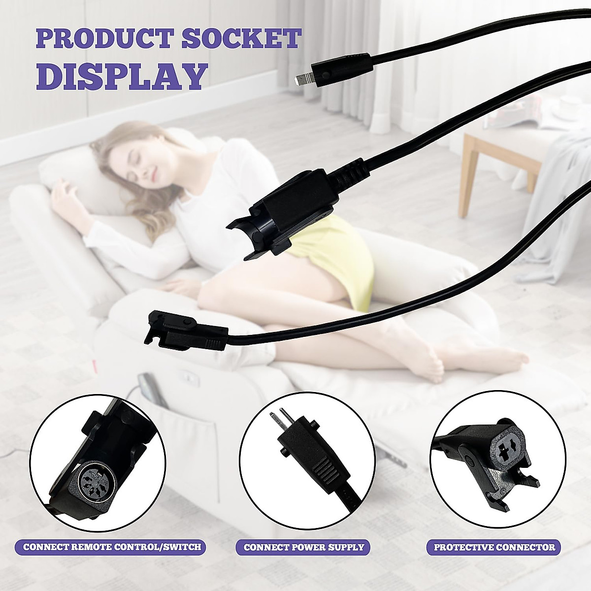 Kroshine Power Recliner Motor Replacement with Cord Model ML8-206A Linear Actuator for Sofa Lift Chair Couch Massage Seat Bed, Aluminum