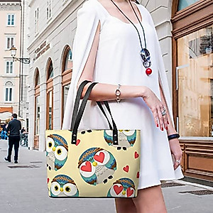 Womens Handbag Owls Leather Tote Bag Top Handle Satchel Bags For Lady