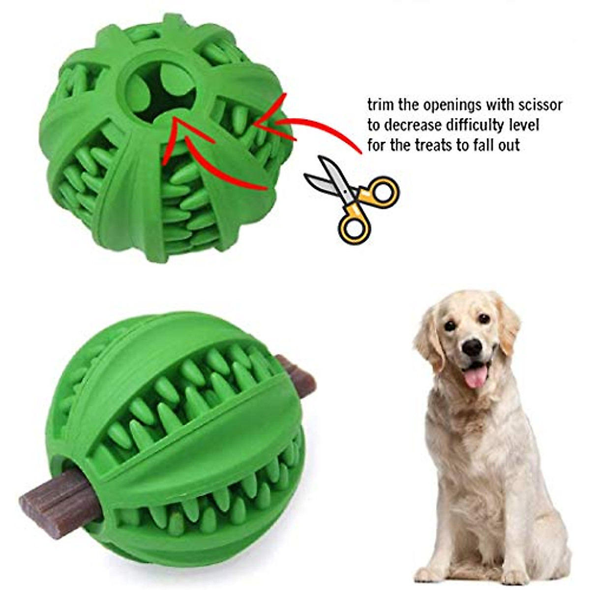 Dog IQ Ball Toy - Interactive Dog Enrichment, Mental Stimulation Treat Embedding Rubber Ball Reduce Boredom (3 inches)