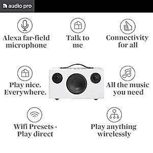 Audio Pro Addon C5A Smart Speaker | Alexa Built-in, Smart Home Speaker | Multiroom, High Fidelity, Compact, Wireless Bluetooth Speaker | Also Good for Outdoor, Home, Camping, Travel, Beach | White