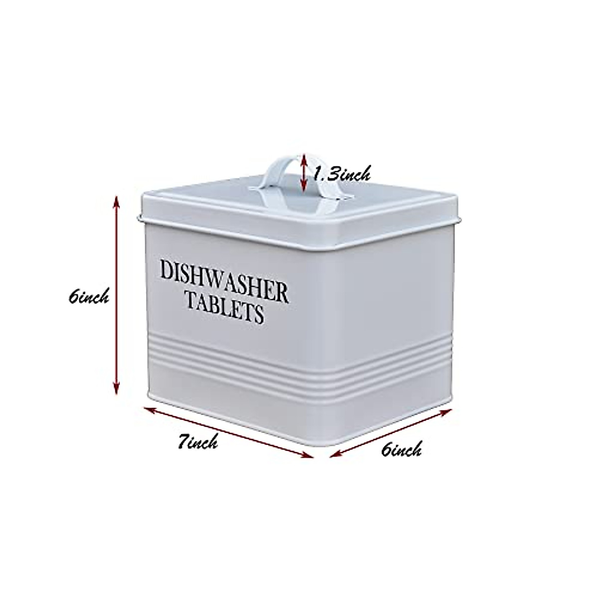 Metal Dishwasher Detergent Pods Containers -White Dish Washer Tablets with Lid for Kitchen Decor and Accessories