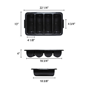 Thunder Group PLFCCB001B 4-Compartment Cutlery Box, Black