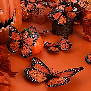 SAVITA 24pcs Monarch Butterfly Magnet, Artificial Lightweight Monarch Butterfly Beautiful 3D Monarch Butterfly Wall Decal for Wall Door Refrigerator for Party Birthday Celebration Favour