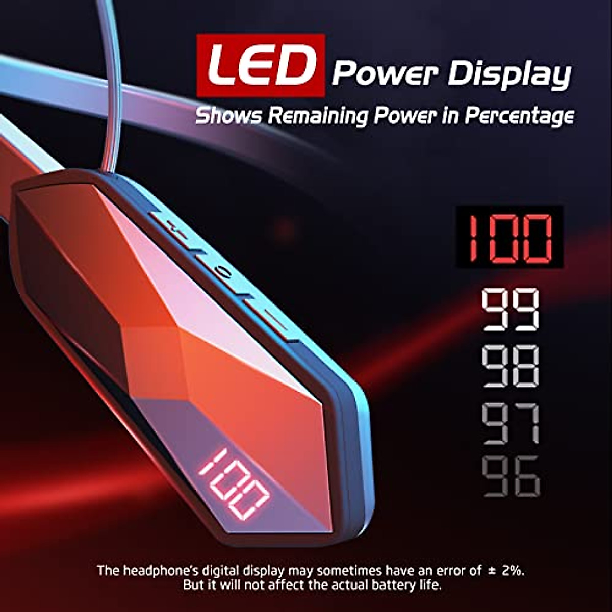 150H Playtime Neckband Bluetooth Headphones with LED Power Display, Bluetooth V5.3 Sweatproof Sport Headsets Stereo Sound, 7 EQ and Game Mode, USB-C Fast Charging, with Noise Cancelling Microphone