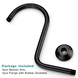 BESTILL 13 Inch S Shape Shower Head High Rise Extension Shower Arm and Flange, Oil Rubbed Bronze