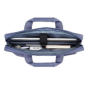 MOSISO Laptop Shoulder Bag Compatible with MacBook Air 15 M3 M2 2024 2023/Pro 16 inch M4 M3 M2 M1,15-15.6 inch Notebook with 2 Raised&1 Flapover&1 Horizontal Pocket&Handle&Belt, Lavender Gray
