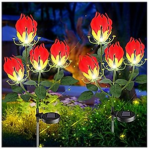 TYNLED Solar Garden Lights, Newest Version Garland Lily Solar Flower Lights Outdoor Solar Powered Stake Decorative Lights for for Garden, Pathway, Patio, Front Yard Outdoor Decoration