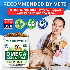 Allergy Relief + Omega 3 for Dogs - Oil Treats for Dog Shedding, Skin Allergy, Itch Relief, Dry Skin & Hot Spots Treatment, Joint Health - Skin and Coat Supplement - EPA & DHA Fatty Acids