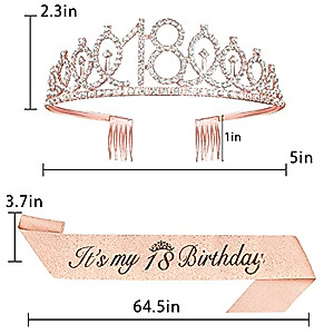 18th Birthday Sash and Tiara Cofashion 18 Birthday Crown and Sash, 18 Birthday Decoration Tiara-Include 18th Birthday Crown, 18 Birthday Girl Sash, Cake Topper 18th Birthday Girl Candles, 18th Birthday Banner & 2 Pins 18th Birthday Gift for Girls