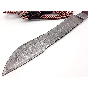 Nooraki-57 Premium Quality Outdoor/Survival/Hunting Knife - Damascus Steel 256 Layers with Genuine Leather Sheath 15 inch Full Tang