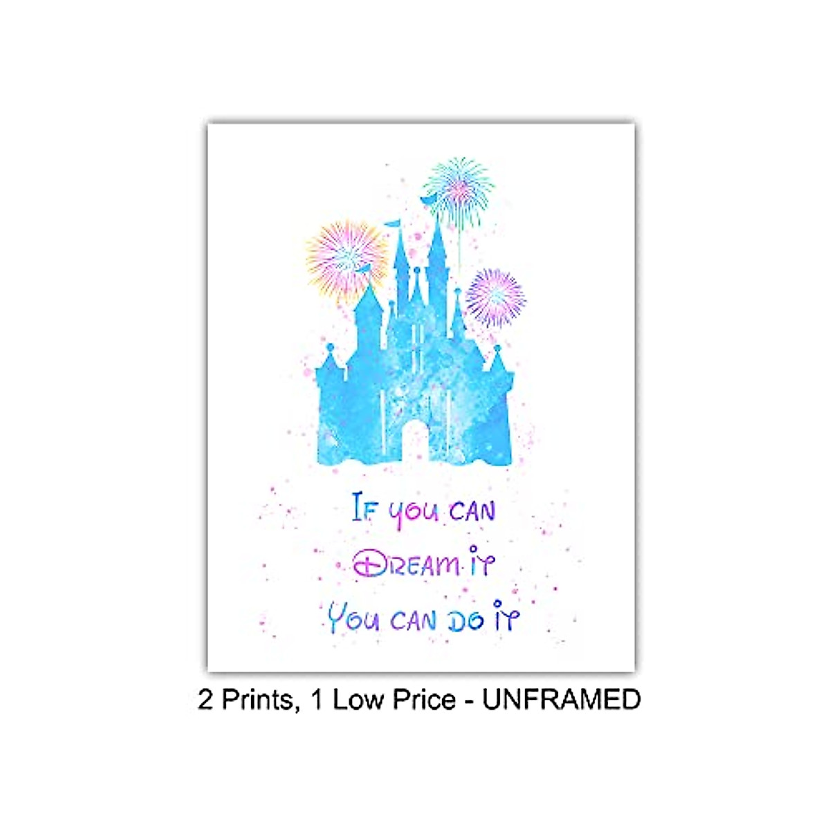 Inspirational Quotes Wall Decor Set - Castle World Motivational Wall Art Room Decoration Poster Prints for Kids, Boys, Girls Bedroom - Gift for Women and Fans 8x10 prints Unframed