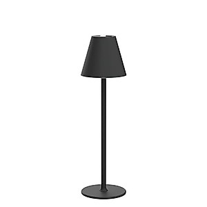 Timjorman Modern LED Cordless Table Lamp, 4000mAh Rechargeable Battery, 3 Level Brightness Night Light, Metal Shell, Minimalist Design, for Couples Dinner/Coffee Table/Restaurant/Bedroom, Black