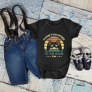 Penguin Tees Personalized Leveled Up to Daddy Player 2 Has Entered The Game Shirt Dad and Son Matching Outfits Gaming Daddy Baby Daughter Cool Infant Bodysuit Onesie