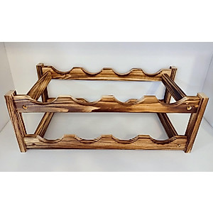 LoongZDD Easy-Install & Standalone 8-Bottle Wine Rack - Premium Carbonized Pine Wood, Two-Tier Design for Countertop, Home Kitchen Pantry, Versatile Wine Storage Solution