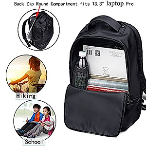 UTO Fashion Nylon Backpack Functional School Gym Sport Hiking Bag Reflective Straps E Black