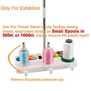 Light Weight Thread Stand - 3 Spools Holder for Domestic (Home-Base) Embroidery and Sewing Machines - Four Colors for Choices - White