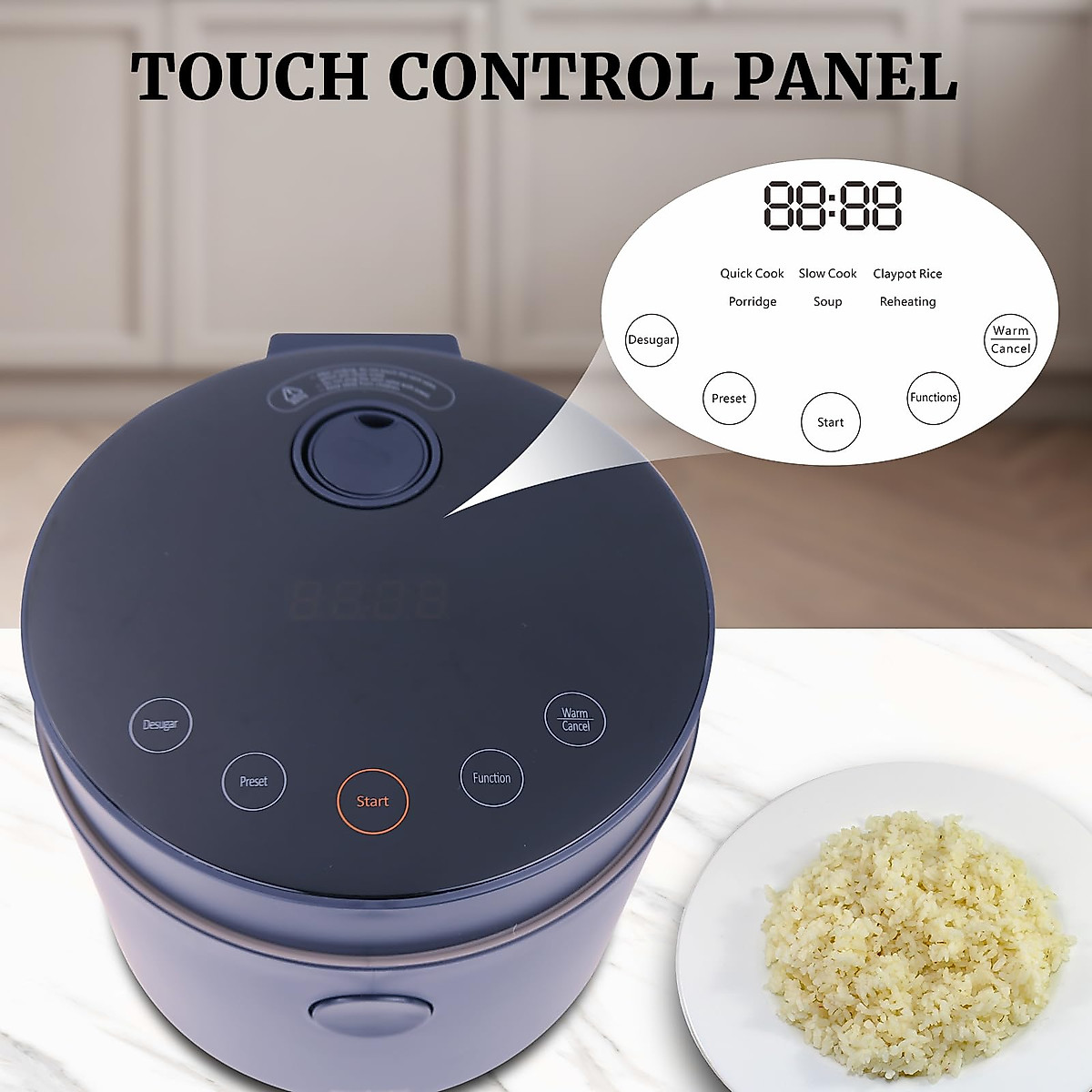 Hakka Low Carb Rice Cooker, 7 Functions Desuger Rice Pot 4 Cups Uncooked Rice with Stainless Steel Steamer MINI Smart Cooker Non-stick Inner 24H Delay Timer