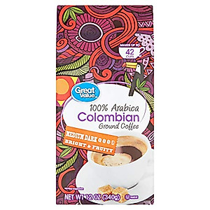 Great Value 100% Arabica Colombian Medium Dark Ground Coffee - 12 oz.
