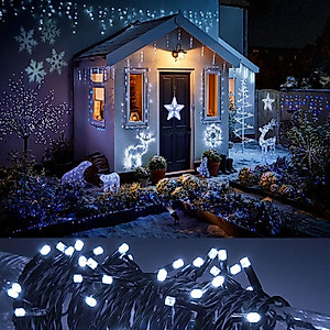 UCTEK Christmas String Lights, Solar Powered LED Lights, Outdoor Decorative Lighting, Waterproof 8 Modes Decorations for Indoor Outdoor Home Xmas Trees Garden Yard Party Wedding Lawn Patio White