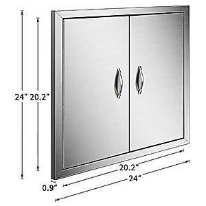HONYTA Double Access Door 24W x 24H Inch, Stainless Steel BBQ Double Access Door Vertical to The Wall, Indoor Kitchen and Outdoor Kitchen Door for BBQ Island, Outdoor Kitchen Storage