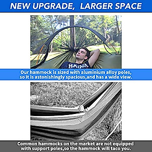 Camping Tree Hammock with Mosquito and Bug Netting - Parachute Lightweight Nylon - Portable Ultralight - for Indoor, Outdoor, Hiking, Camping, Backpacking, Travel, Backyard, Beach