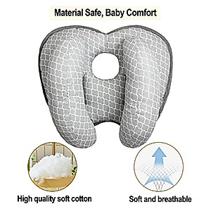 vocheer 2 in 1 Baby Travel Pillow, Baby Head Support Pillow Stroller Pillow with Banana Neck Pillow for Newborn, Grey…