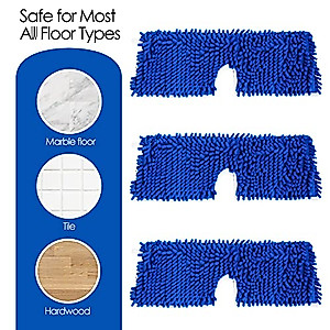 Houseables Flip Mop Refill, Dual Sided Sweeper, 19.5x6, 3 Pack, Blue, Chenille Microfiber, Premium Cleaning Supplies, Upgraded Version, Duster, Floor Cleaner, Easy Squeeze, Hardwood, Tile