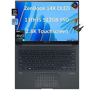 Asus ZenBook 14 14X OLED 14.5/inch QHD+(2880x1800)120HzTouchscreen(Intel 13th Gen i5-13500H(Beat i7-1250U),8GB RAM,512GB SSD)Business Laptop,NumberPad,Backlit,Webcam,IST HDMI,Win 11 Home Inkwell Gray