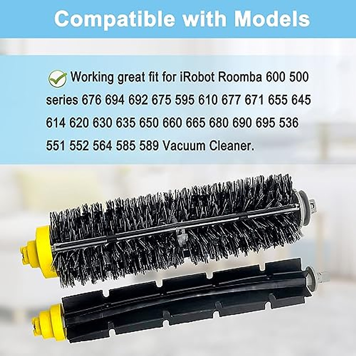 Roomba 676 Replacement Parts for iRobot Roomba 600 Series 676 694 675 692 695 677 671 655 645 690 680 660 650 620 614 & 500 Series 595 585 564 Robot Vacuum Cleaner, 2 Bristle & 2 Beater Brush