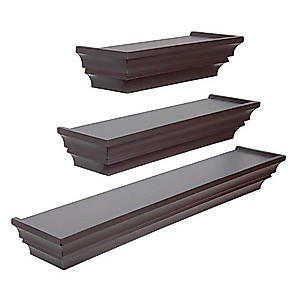 Pemberly Row Traditional Madison Shelves Set of 3 Espresso Engineered Wood