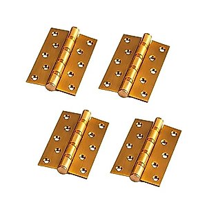 JSBWSFA 4 Pcs Bearing Door Hinge 310° Rotating Hinge Silent Hinge Ten Hole Heavy Duty Stainless Steel Hinge for Interior Exterior Doors，with Screws of The Same Color (Brown)