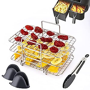 Air Fryer Rack for Ninja Foodi Dual XL Air Fryer, CODOGOY Multi-Layer Air Fryer Accessories Dehydrator Rack Compatible with Ninja Double Air Fryer Ninja Foodi DZ401 Ninja Dual Zone XL Air Fryer
