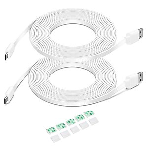 DIANMU 2Pack 10FT Flat Power Extension Cable for Wyze Cam v4/v3/OG/v3 Pro, Blink Mini, Ring Indoor, Kasa Indoor, Blink Mini Pan, Charging Power Cord for Security Camera(Not for WyzePan v3, not Type-C)