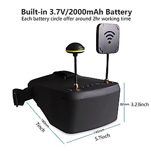 EV800D FPV Goggles with DVR 5.8G 40CH 5 Inch 800x480 Build in Antenna 3.7V 2000mAh Battery for Analog FPV Camera and Transmitter FPV Drone RC Car