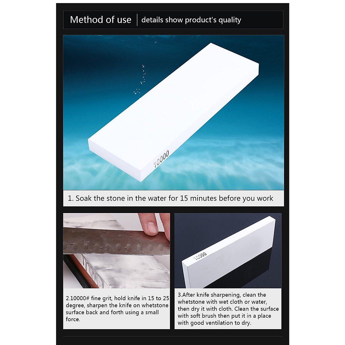 Blade Sharpening Stones, Fine Whetstone, 10000 Kitchen Blade Grit Sharpener Sharpening Water Stone Dual Whetstone Kitchen Water Stone for Kitchen Chef Use