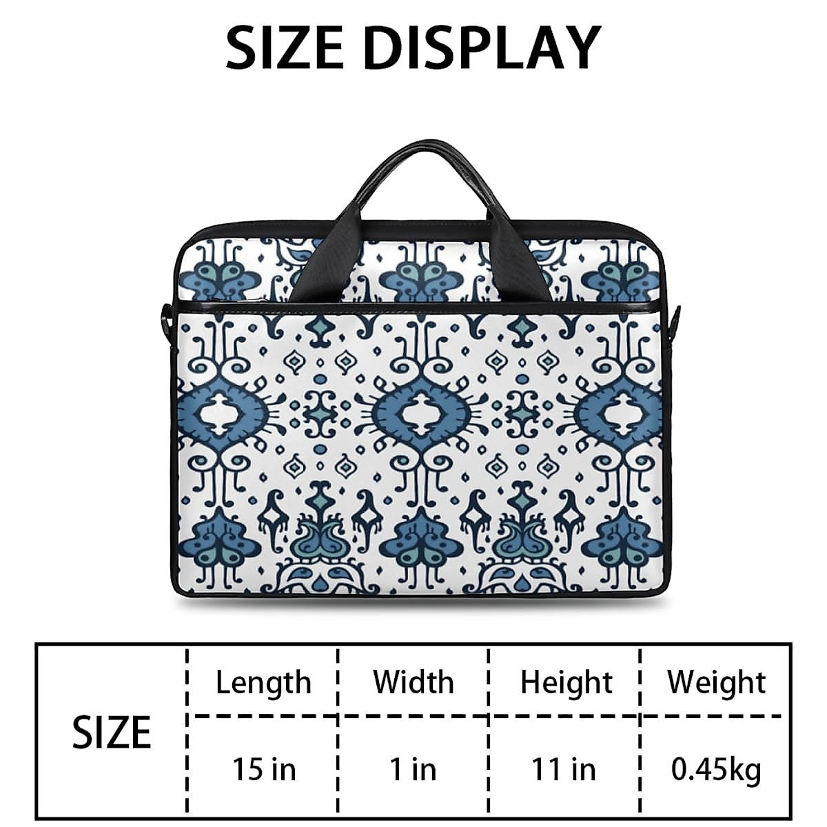 Vintage Ethnic Pattern Laptop Computer Bag Waterproof Shoulder Messenger Bag 13-15 inch Durable Laptop Tote Bag with Shoulder Strap Handle Lightweight Crossbody Briefcase