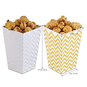 NUOLUX 50pcs Popcorn Boxes Cardboard, Mini Paper Popcorn Box, Cardboard Popcorn Container, for Birthday Parties Baby Shower Wedding Fiesta Dessert Tables Party Supplies（Random Color）