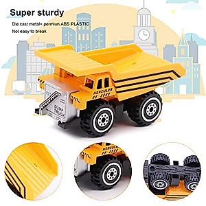 Childom Engineering Vehicle Toys Set Alloy Construction Big Forklift,Single Drum Roller,Stacker/Crane,Helicopter,Excavator,Heavy Duty Truck Mini Toy Set for Kids Boys Girl