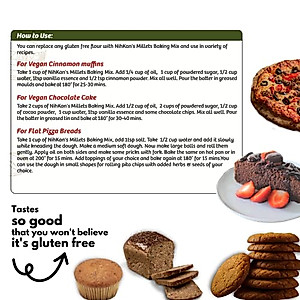 NIHKAN Gluten free Sprouted Millets Baking Mix Flour- 454g (16 Ounces) | Self Raising Flour for Multipurpose Baking needs of cakes, muffins, cookies and pizza | High protein & High Fibre