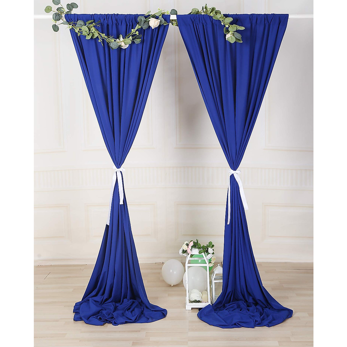 SHERWAY 9.5 Feet x 10 Feet Royal Blue Photography Backdrop Drapes, Smooth Polyester Window Curtain for Wedding Ceremony Party Decoration (10% Transparency)