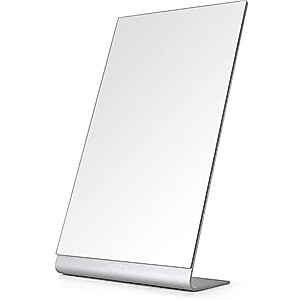 NEZZOE Modern Makeup Mirror, 12" Length Aluminum Desk Mirror, Vanity Mirror for Counter, Bedroom, Bathroom, Dorm