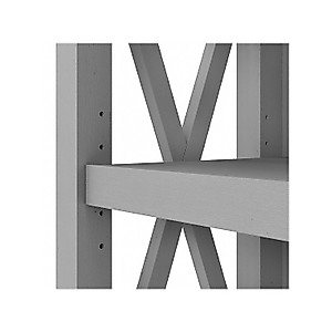 Bush Furniture Key West Bookcase Shelf in Cape Cod Gray | Farmhouse Bookshelf Display Cabinet for Library, Bedroom, Living Room, and Office