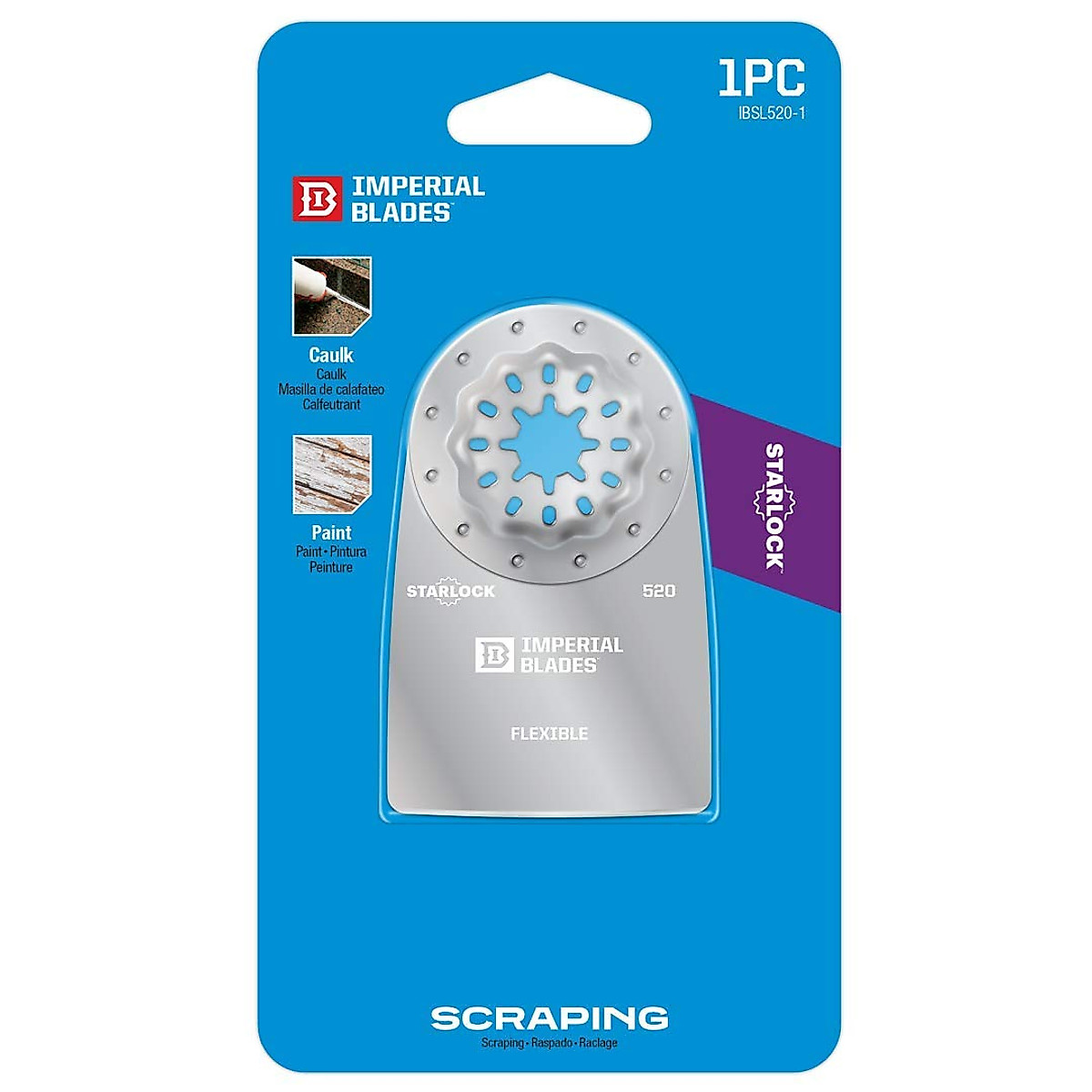 Starlock™ 1-3/8" Soft Material Oscillating Multi-Tool Flexible Scraper, 1PC (Fits: Bosch and Fein. Also fits non-Starlock multi-tools: Milwaukee, Ridgid, Makita, Rockwell and more), One Size