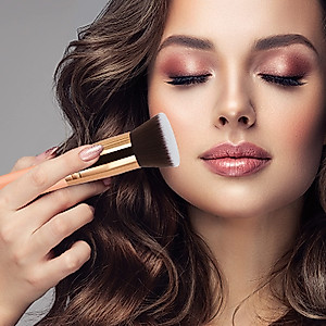 Foundation Brush, Flat Top Kabuki Brush by Refreshyourlife, Liquid Blending Mineral Powder Makeup Brush (Orange)