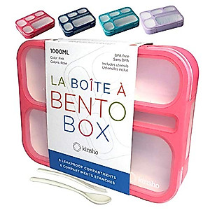Bundle of Bento-Box Lunch-box Containers for Kids with 6 compartments (Pink) + 2x Small Bento Lunch Box for Kids