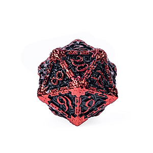 Cusdie Metal Dice with Metal Box, 7 PCs DND Metal Dice, Dagger Design Polyhedral Dice Set, for Role Playing Game D&D Dice MTG Pathfinder (Black with Red Font)