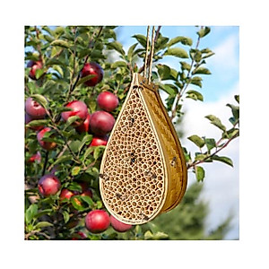 Mason Bee Houses for the Garden Handmade Bamboo Carpenter Bee House Hanging Outside, Dew Drop Waterproof Beehives for The Garden Attracts Peaceful Bee Pollinators to Enhance Your Garden's Productivity