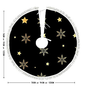 Dream Bay Christmas Tree Skirt,﻿Star Christmas Tree Mat for Xmas Party Decoration 36x36 Inches
