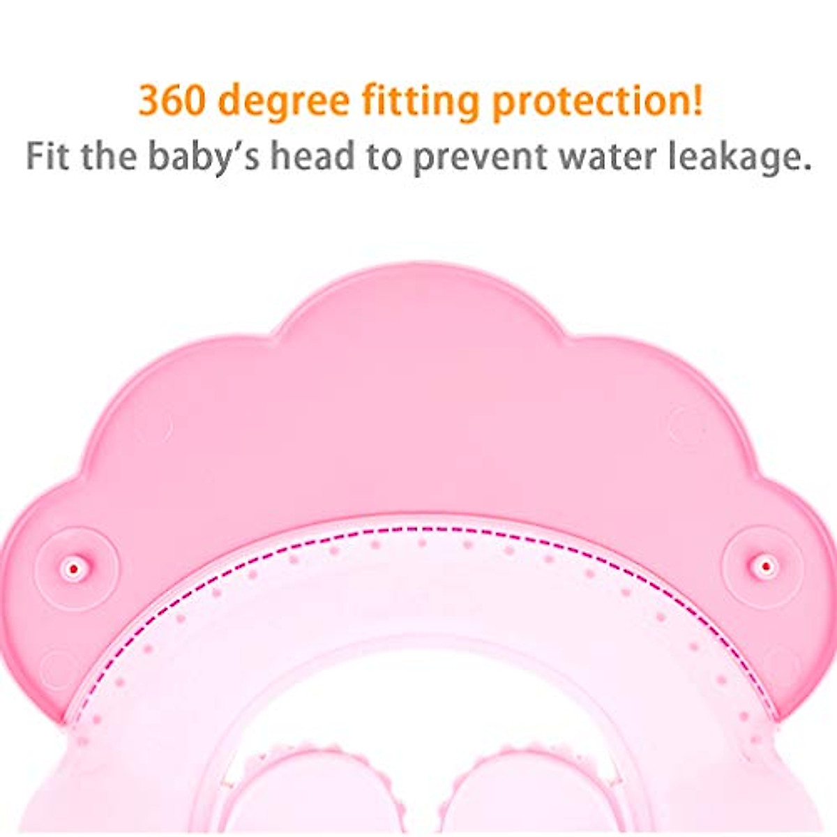 Maveek Baby Bathroom Safety Visor Caps Child Shower Cap，Adjustable Sticker, Comfortable, Soft, Safe, Waterproof & Elastic Ring Hat – for Showers, Bathing, Hair Cut, Pool, Beach, Toddlers (Pink)